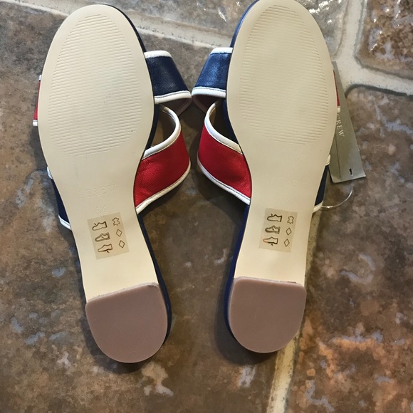 J. Crew | Shoes | J Crew Colorblock Leather Slide Sandals | Poshmark